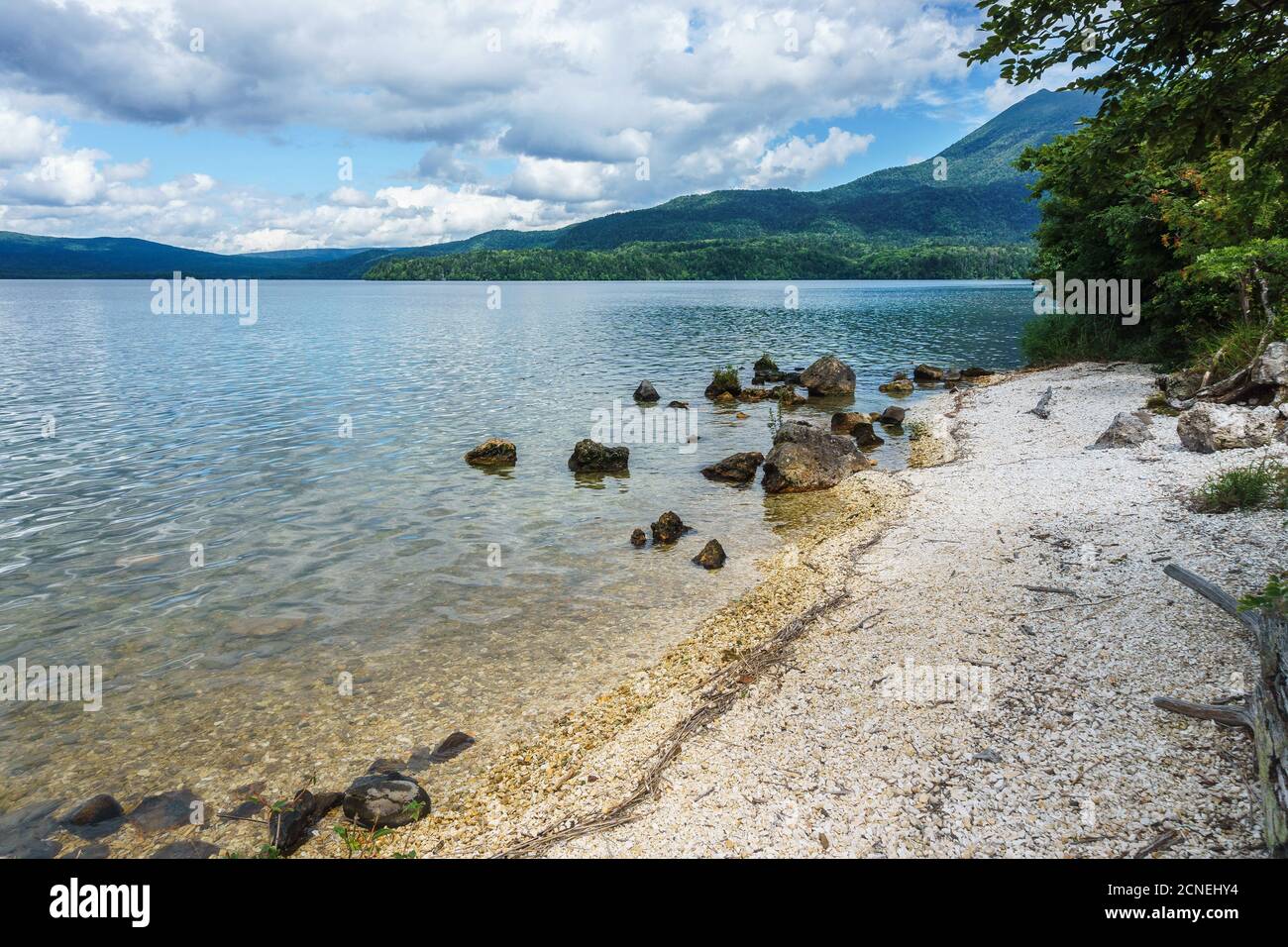 View of Lake Akan (阿寒湖 or Akanko) in Hokkaido, Japan taken from near ...