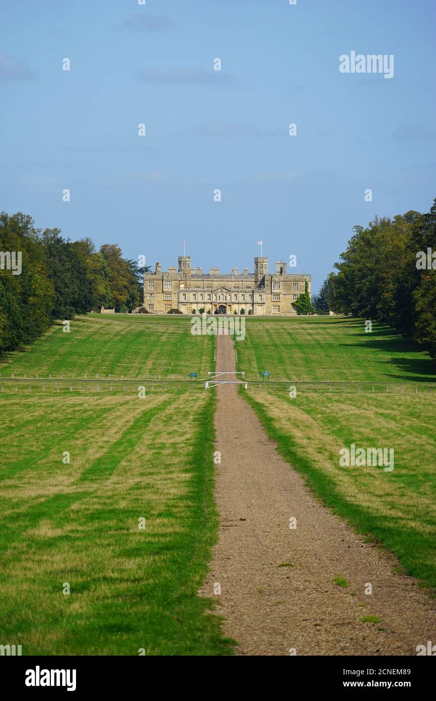 A view down the avenue to Castle Ashby House - seat of the Marquess of ...