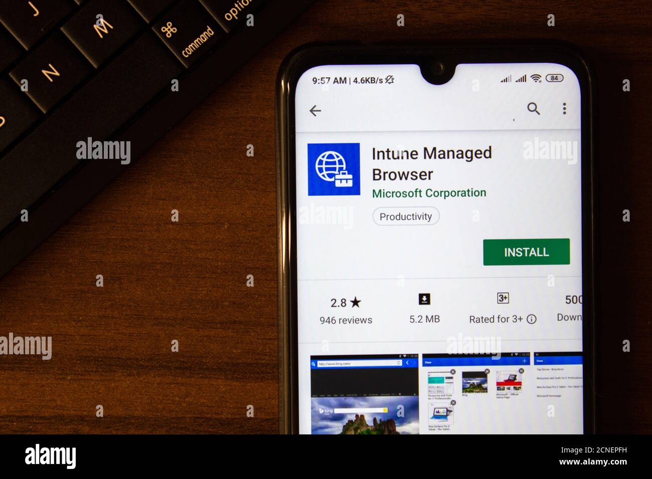 Ivanovsk, Russia - July 07, 2019: Intune Managed Browser app on the ...