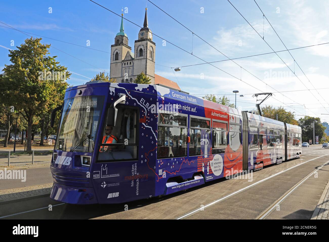 Magdeburg, Germany. 18th Sep, 2020. A newly designed tram of the ...