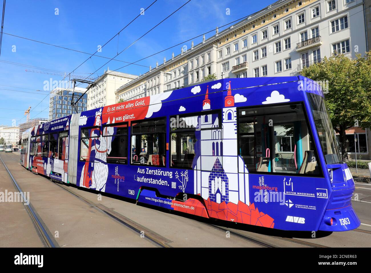 Magdeburg, Germany. 18th Sep, 2020. A newly designed tram of the ...