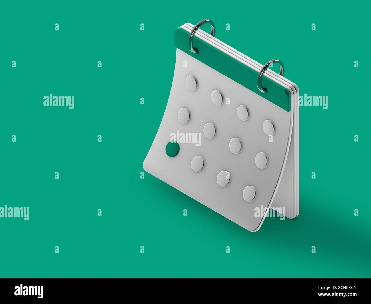 Stylish 3d calendar on a green background. Minimalistic simplistic ...