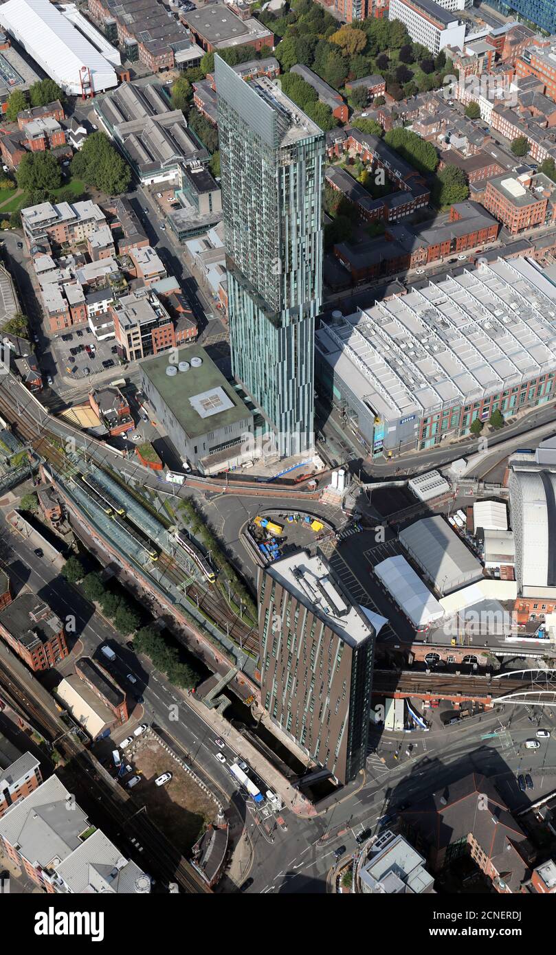 aerial view of Manchester city centre including Beetham Tower and The ...