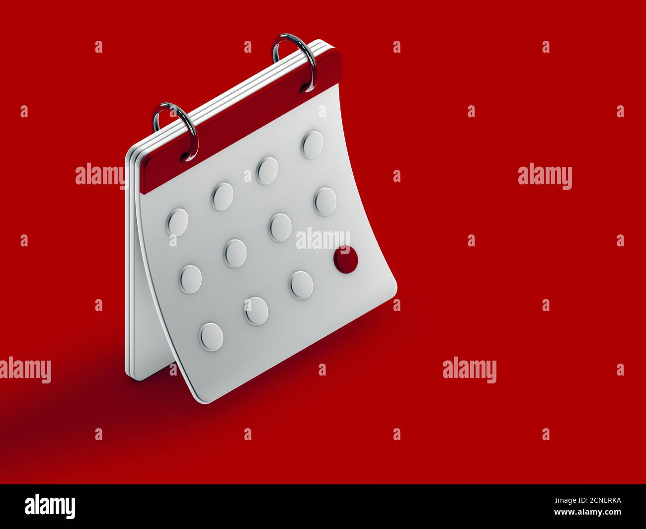 Stylish 3d calendar on a red background. Minimalistic simplistic design ...