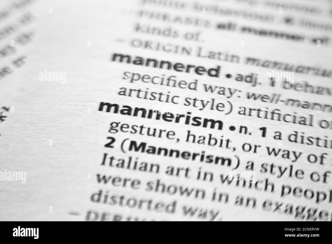 Word or phrase Mannerism in a dictionary Stock Photo - Alamy