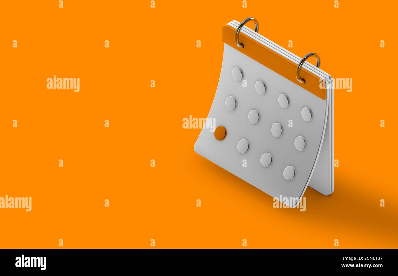 Stylish 3d calendar on a yellow background. Minimalistic simplistic ...