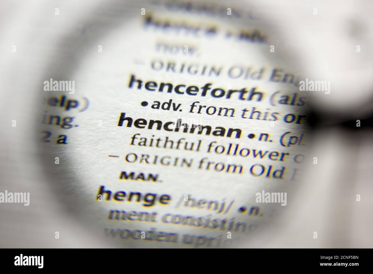 The word or phrase Henchman in a dictionary Stock Photo - Alamy