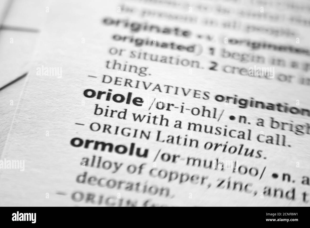 Word or phrase Oriole in a dictionary Stock Photo - Alamy