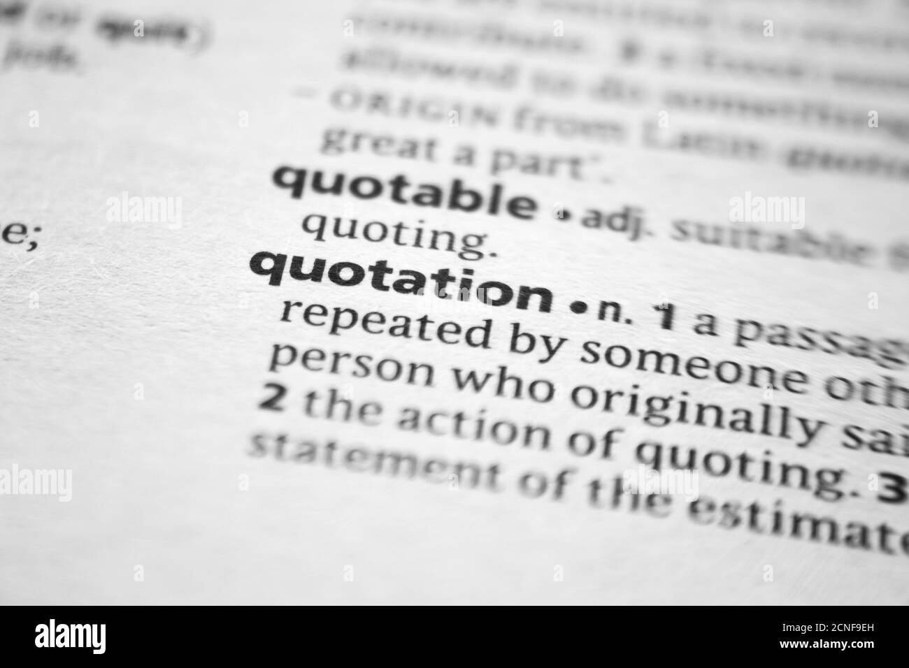 Word or phrase Quotation in a dictionary Stock Photo - Alamy