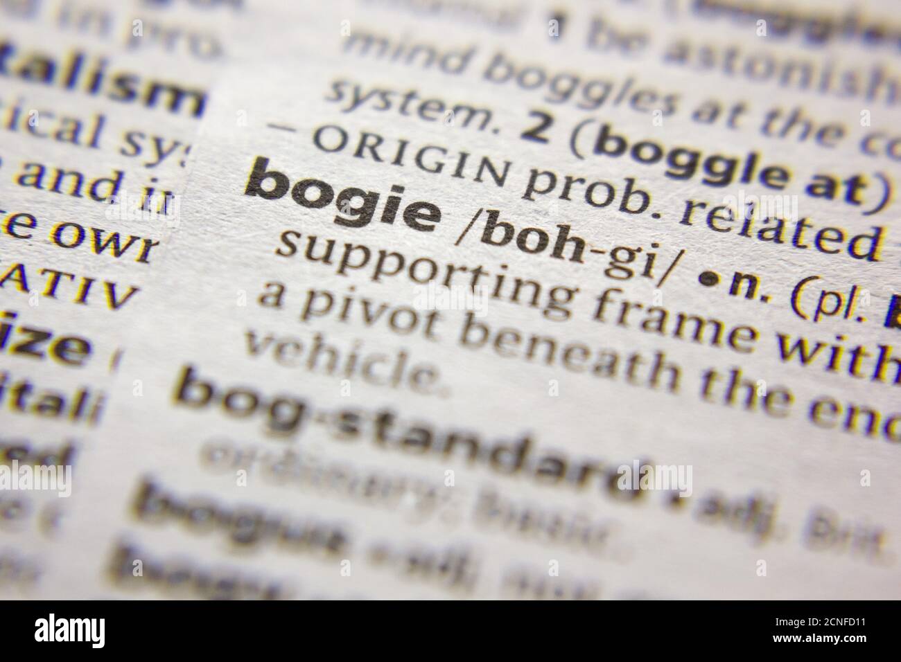 Word or phrase Bogie in a dictionary Stock Photo - Alamy