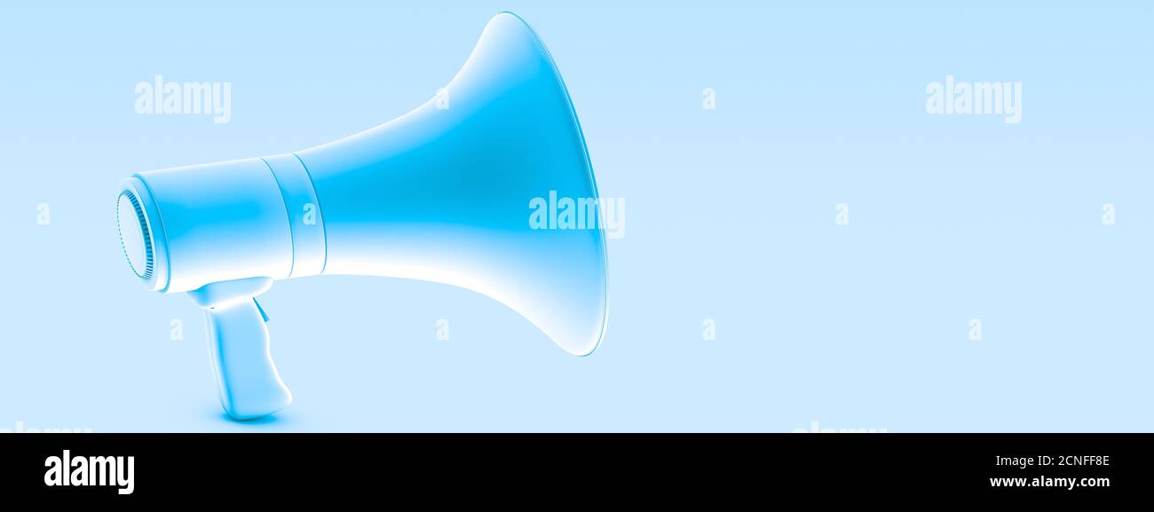 Blue 3D Handheld Loudspeaker. Simple design. 3D illustration, 3D ...