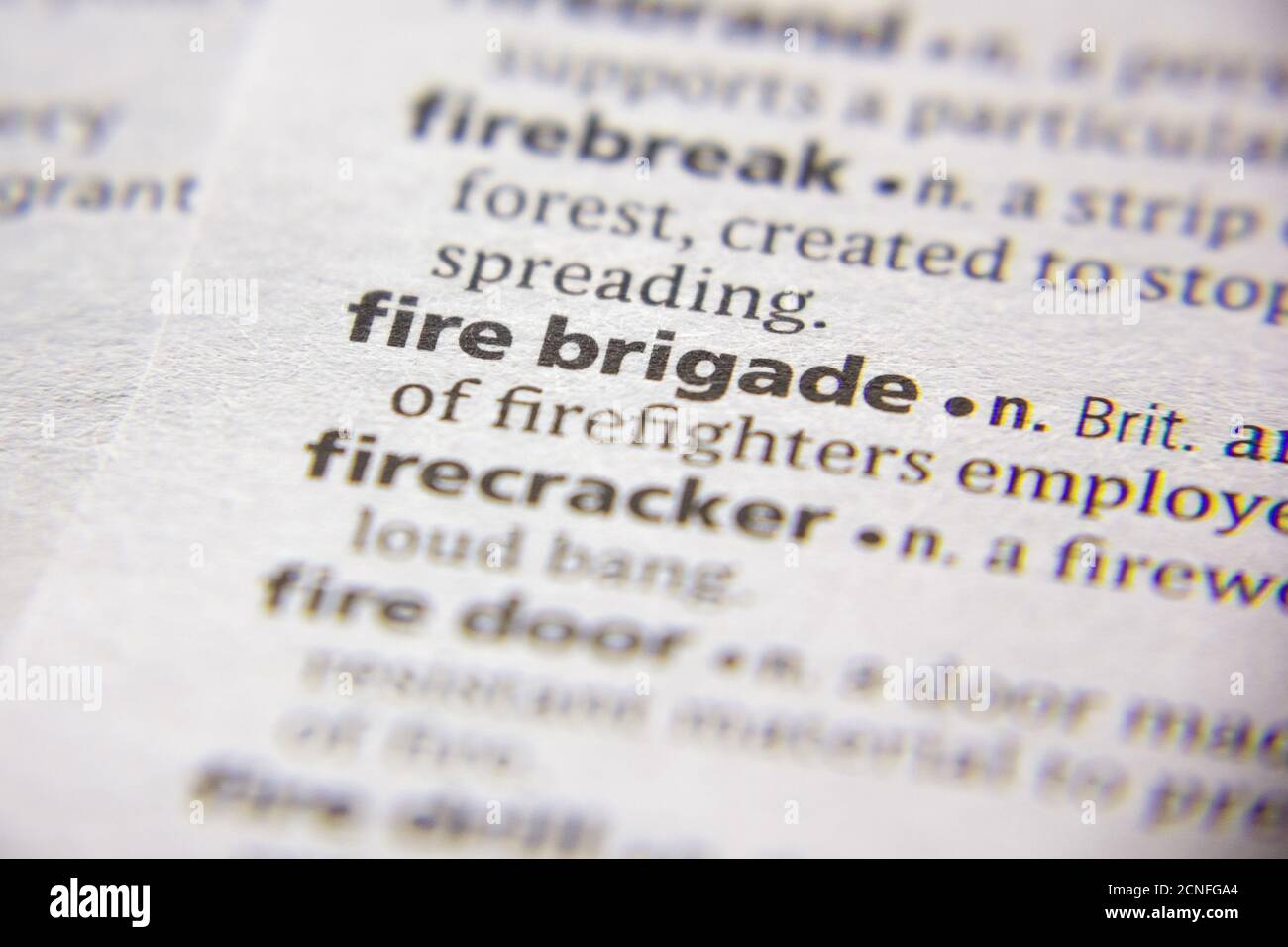 Word or phrase Fire brigade in a dictionary Stock Photo - Alamy