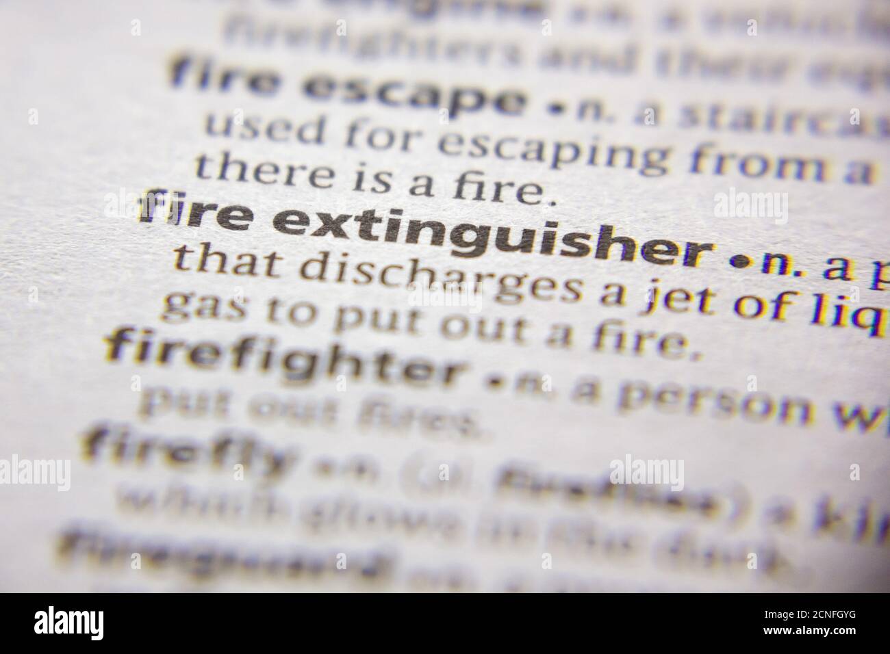 Word or phrase Fire extinguisher in a dictionary Stock Photo - Alamy