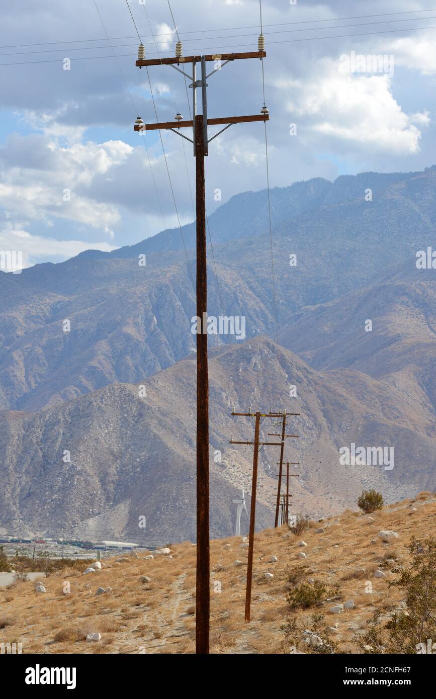 Electric transmission lines wooden poles hi-res stock photography and ...