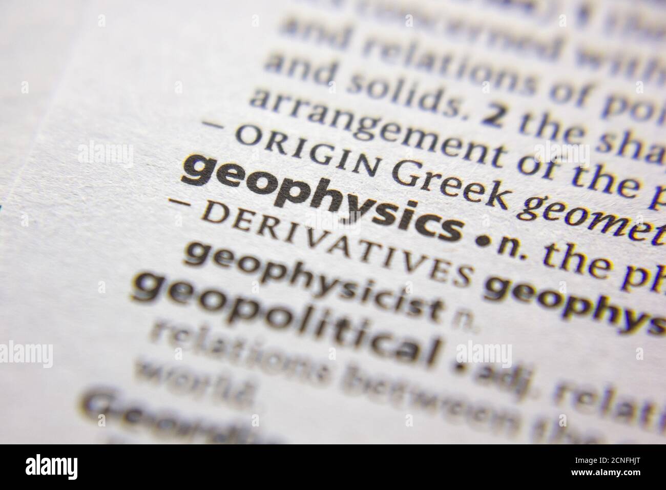 Word or phrase Geophysics in a dictionary Stock Photo - Alamy