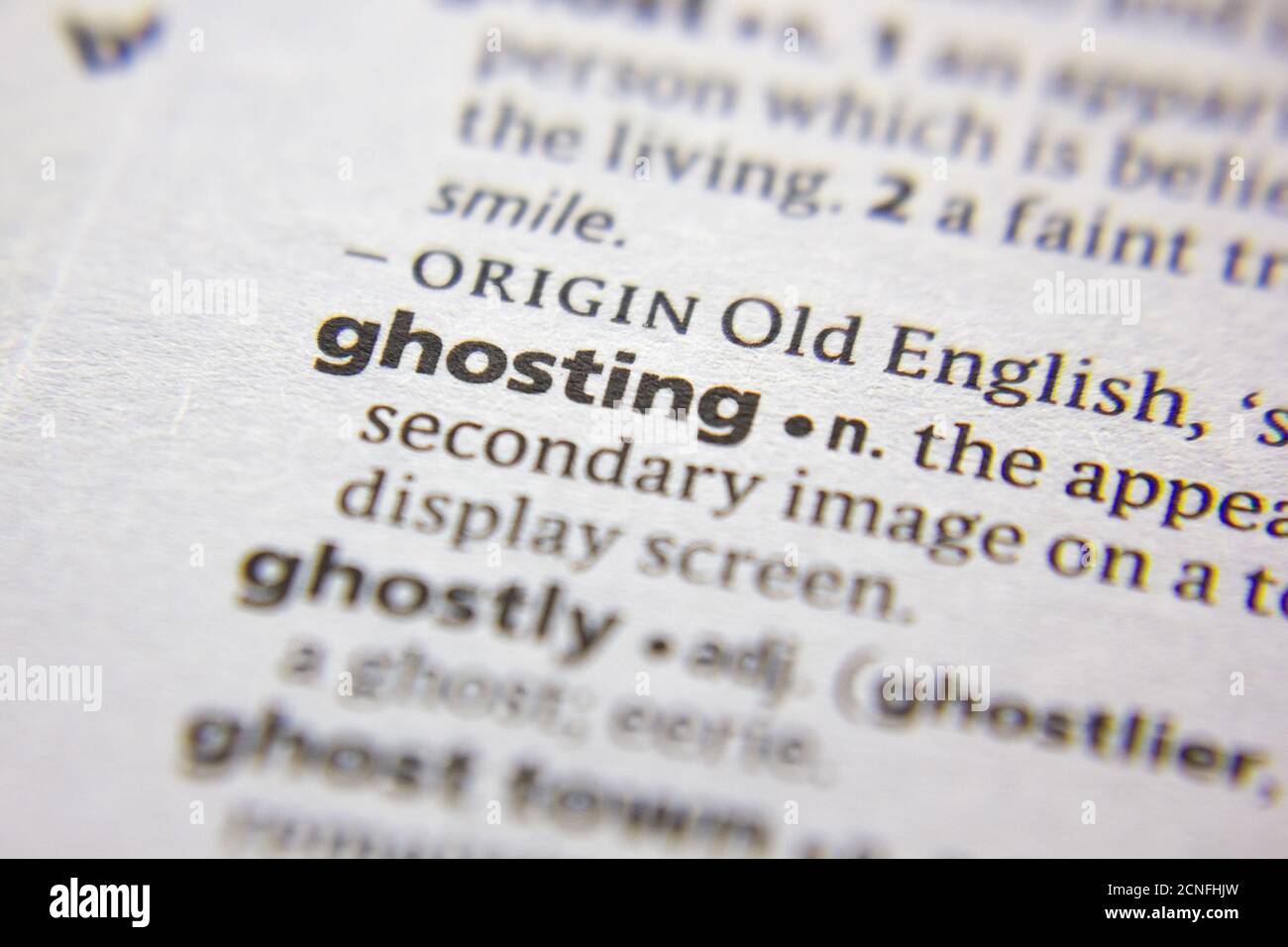 Word or phrase Ghosting in a dictionary Stock Photo - Alamy