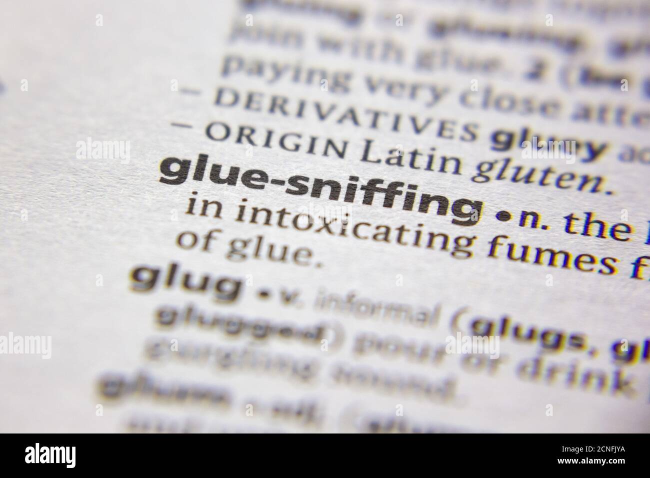 Word or phrase Glue-sniffing in a dictionary Stock Photo - Alamy