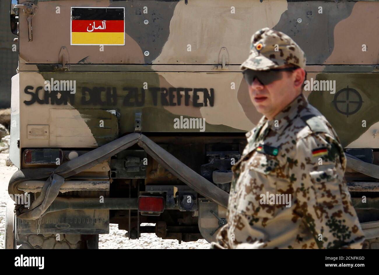 A German Bundeswehr army soldier of the International Security ...