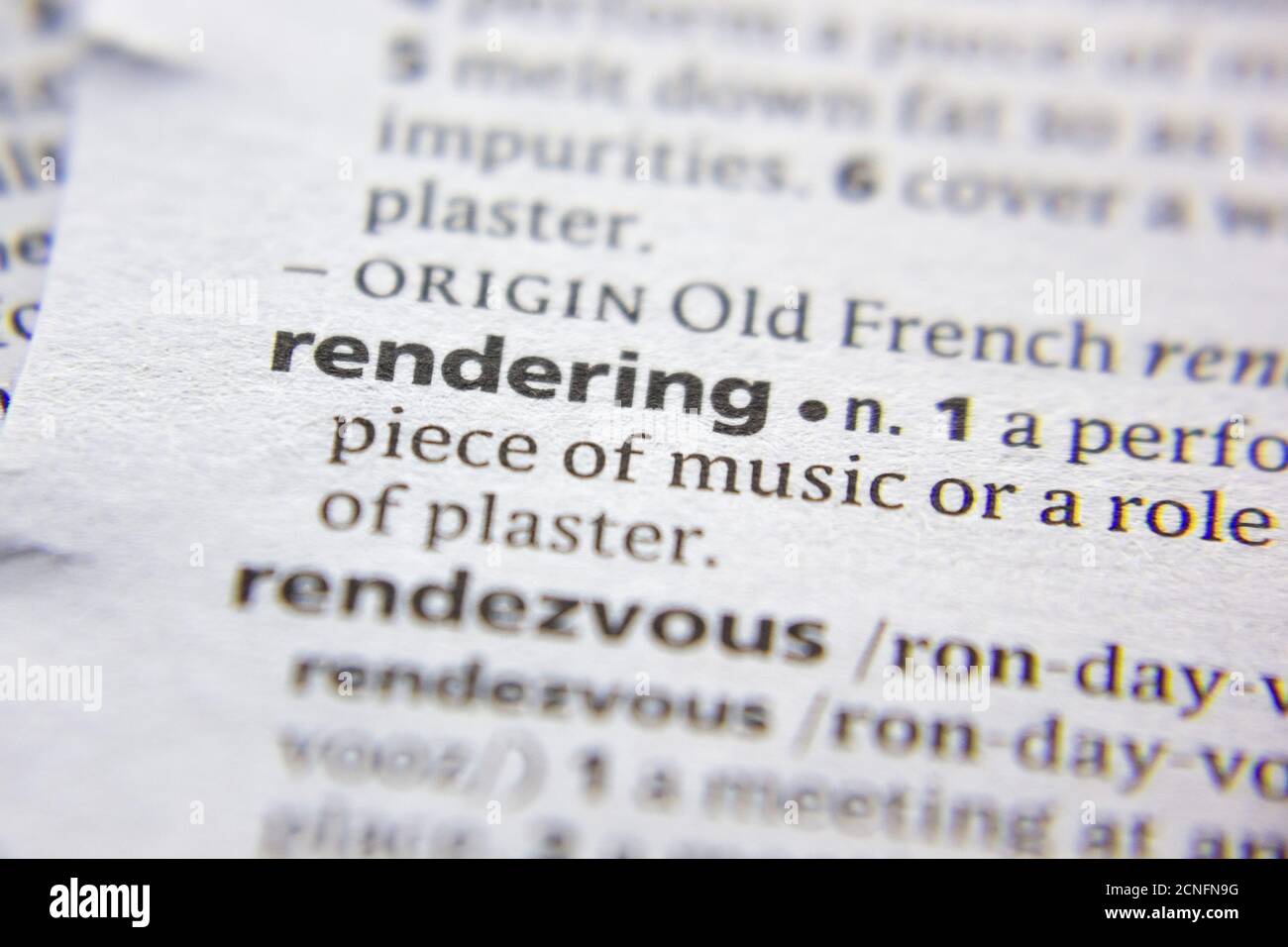 Word or phrase rendering in a dictionary Stock Photo - Alamy