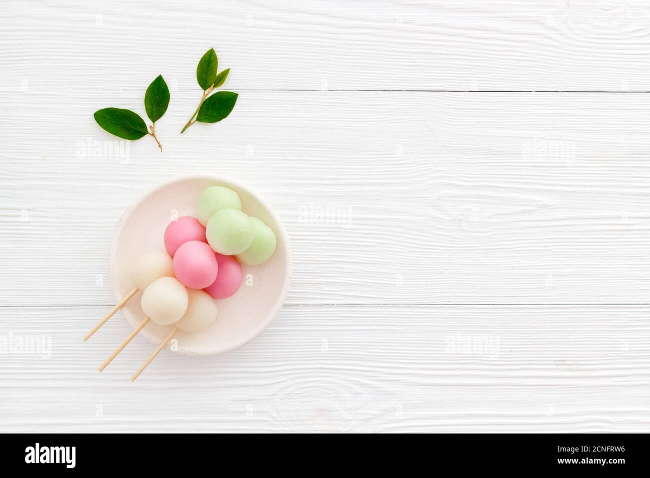 Dango - Japanese dumpling rice cake on plate, top view Stock Photo - Alamy