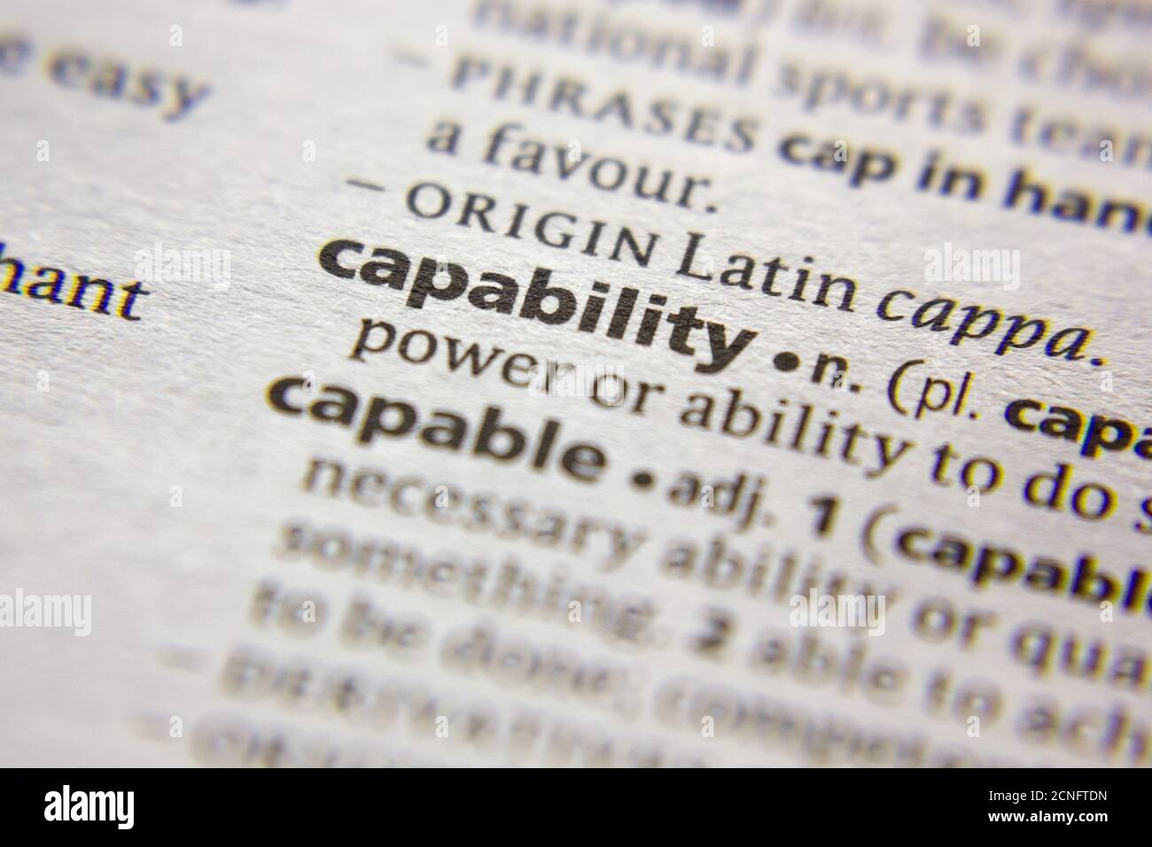 Word or phrase Capability in a dictionary Stock Photo - Alamy