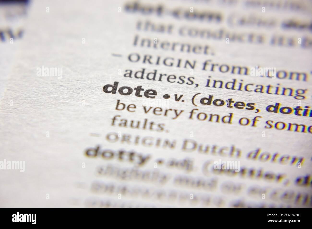 Word or phrase Dote in a dictionary Stock Photo - Alamy