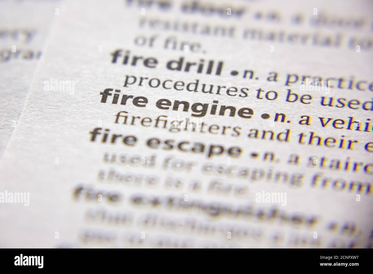 Word or phrase Fire engine in a dictionary Stock Photo - Alamy