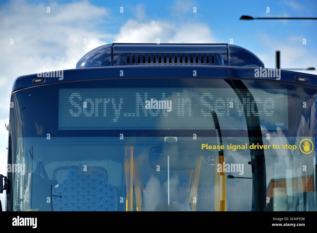 Sorry not in service bus sign Stock Photo - Alamy