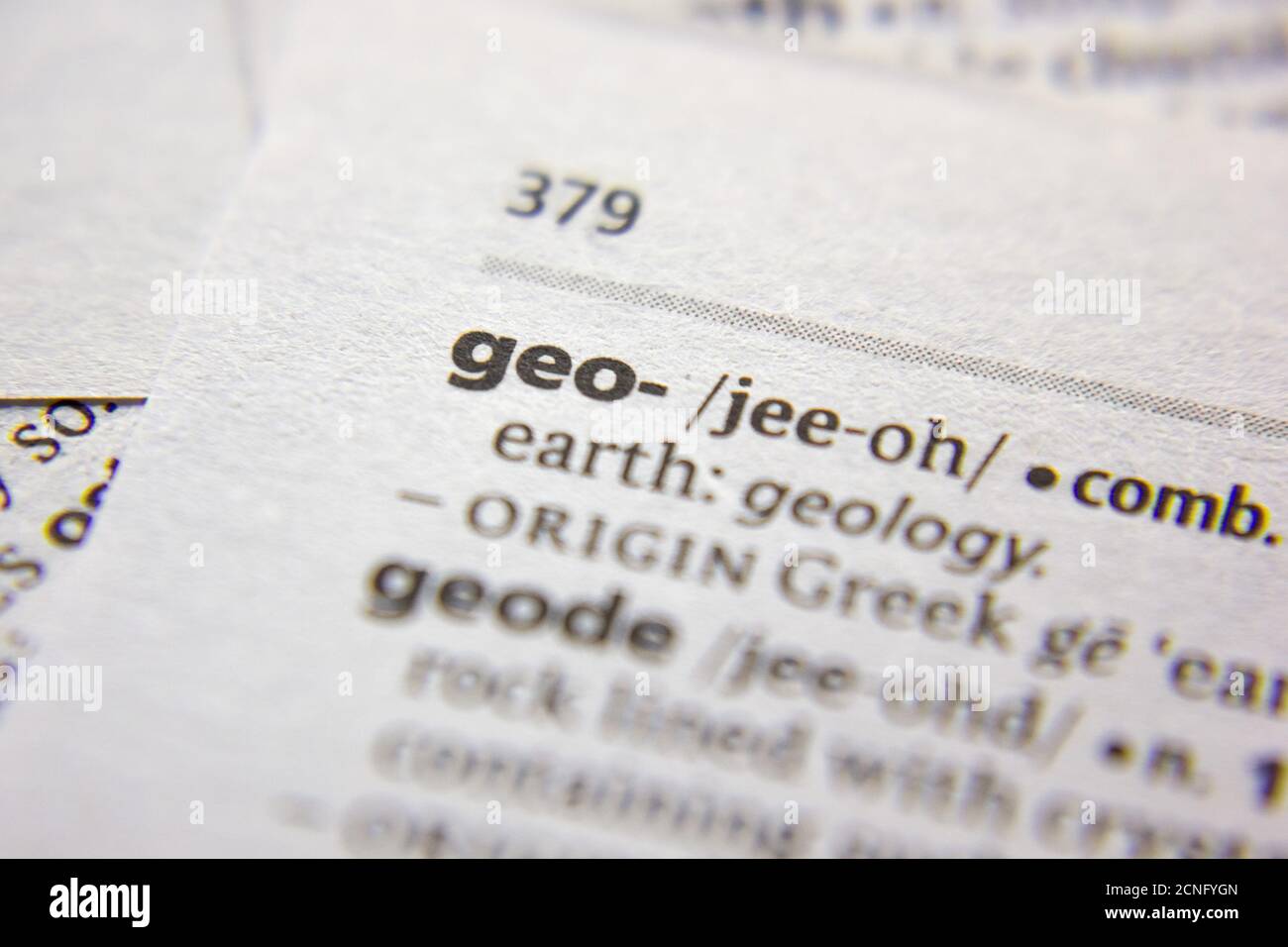 Word or phrase Geo- in a dictionary Stock Photo - Alamy