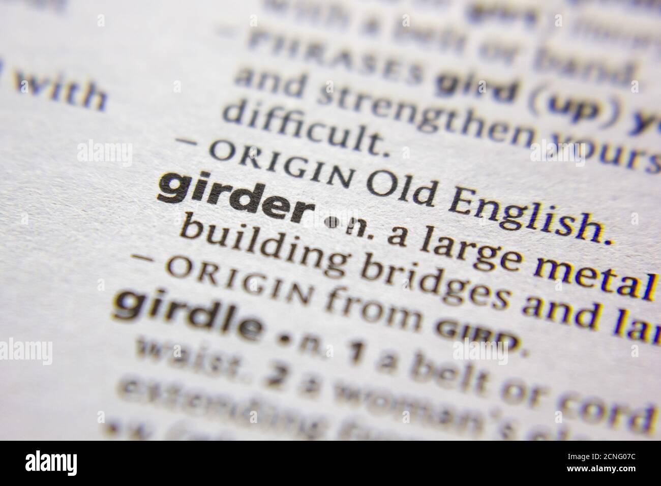 Word or phrase Girder in a dictionary Stock Photo - Alamy