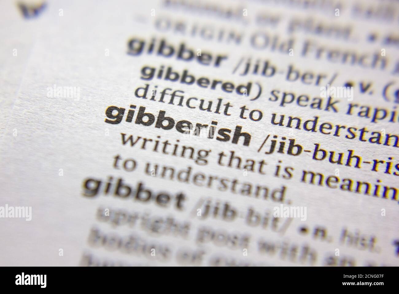 Word or phrase Gibberish in a dictionary Stock Photo - Alamy