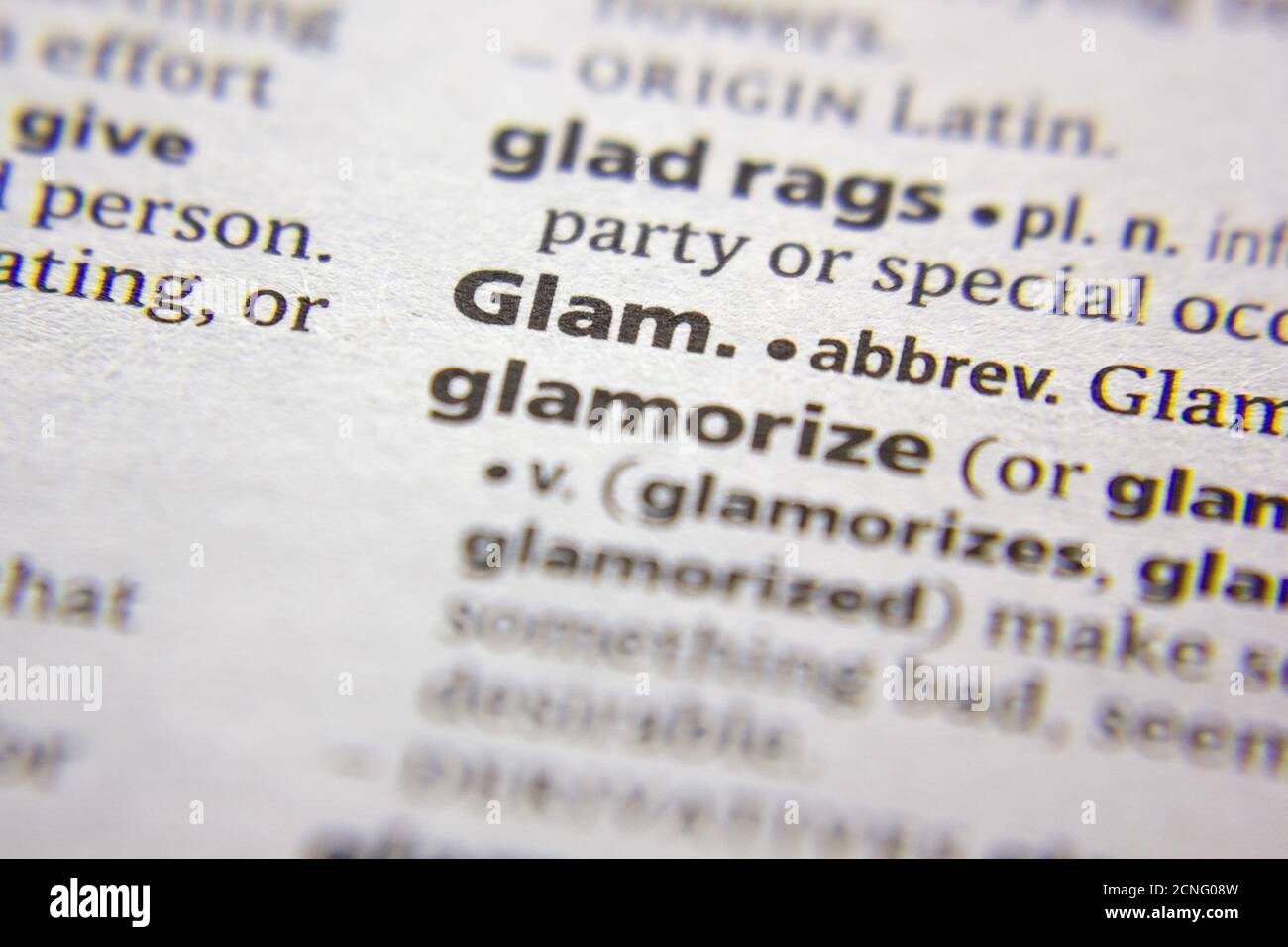 Word or phrase Glam abbreviation in a dictionary Stock Photo - Alamy