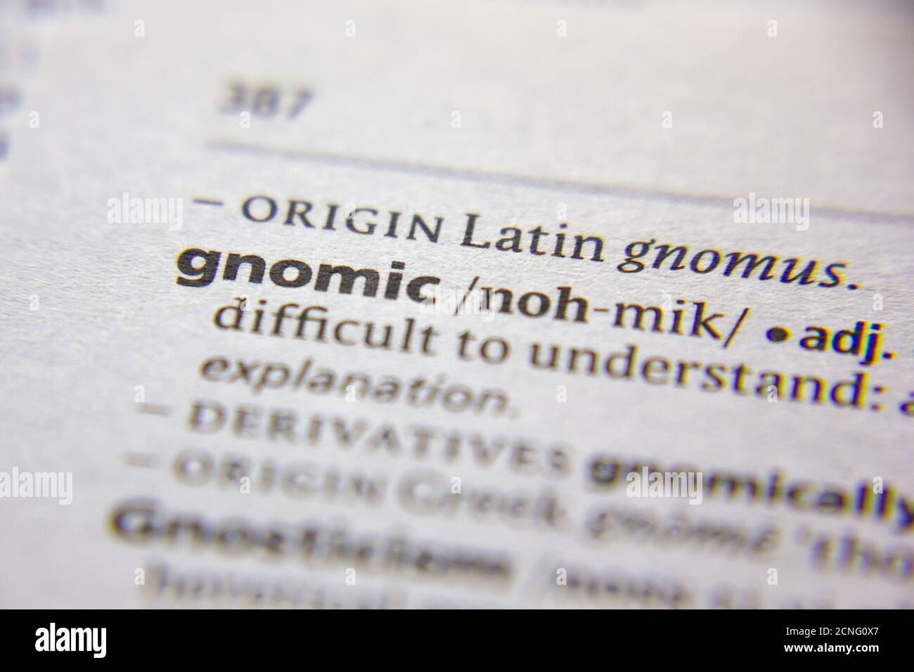 Word or phrase Gnomic in a dictionary Stock Photo - Alamy