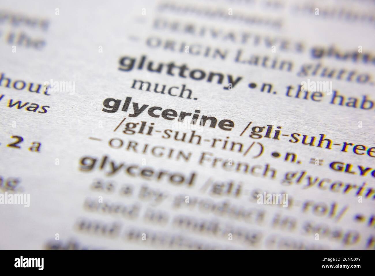 Word or phrase Glycerine in a dictionary Stock Photo - Alamy