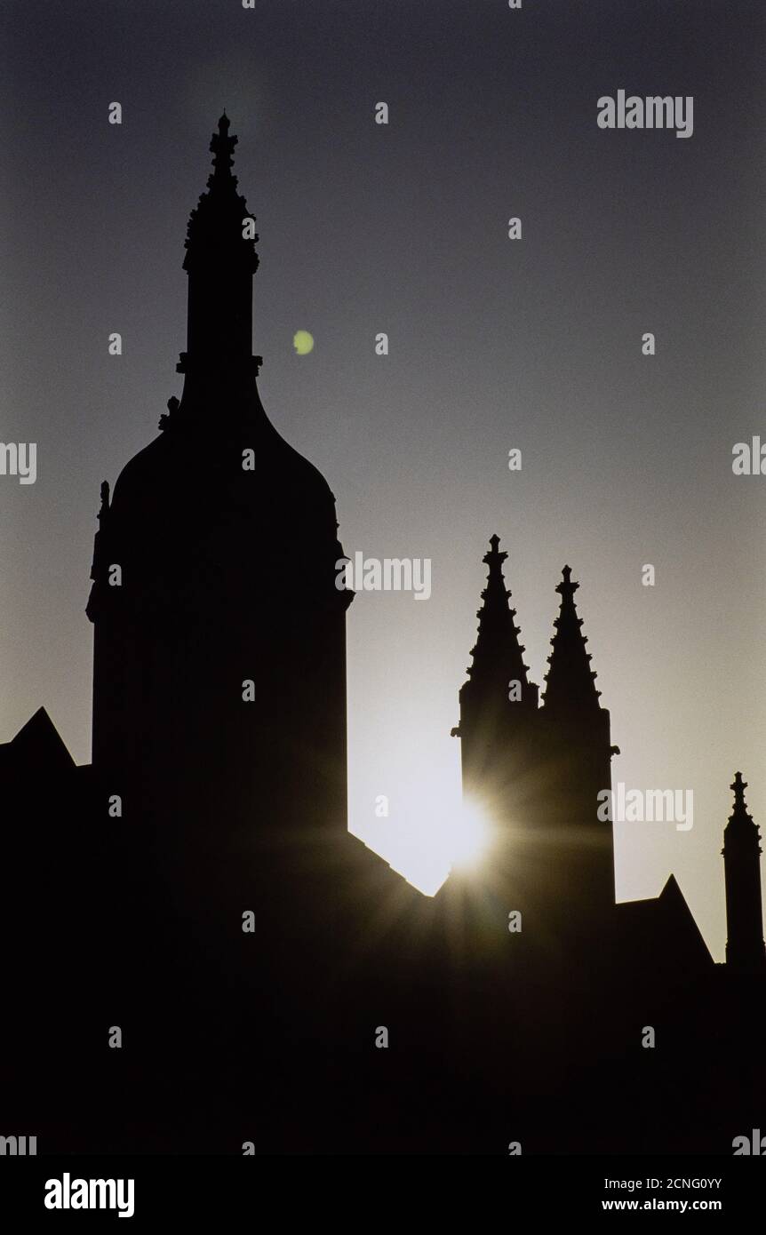 Sunrise over the front of King’s College Cambridge in the city centre ...