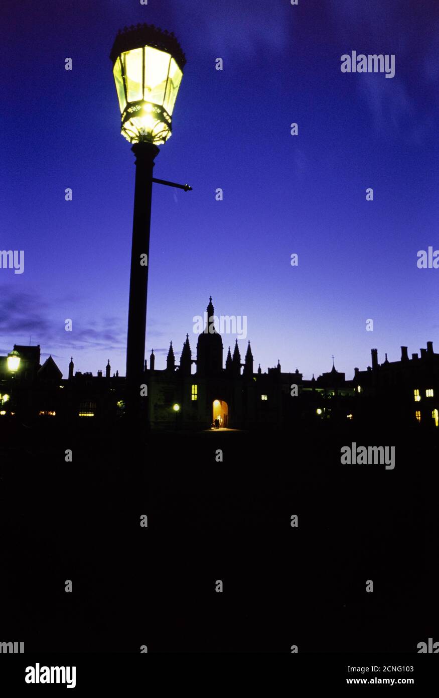 Sunrise over the front of King’s College Cambridge in the city centre ...