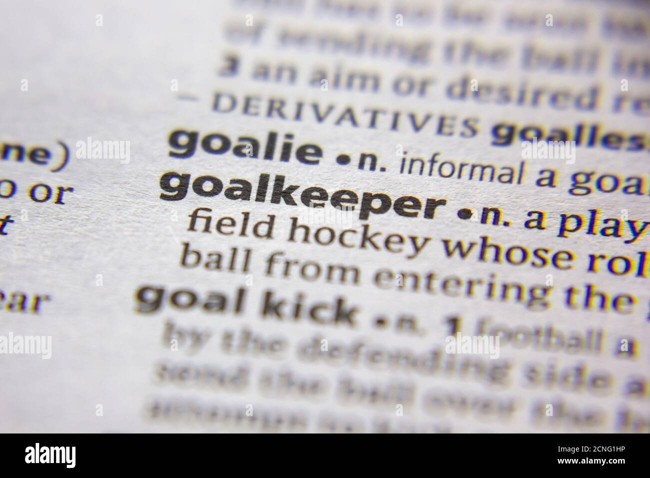 Word or phrase Goalkeeper in a dictionary Stock Photo - Alamy