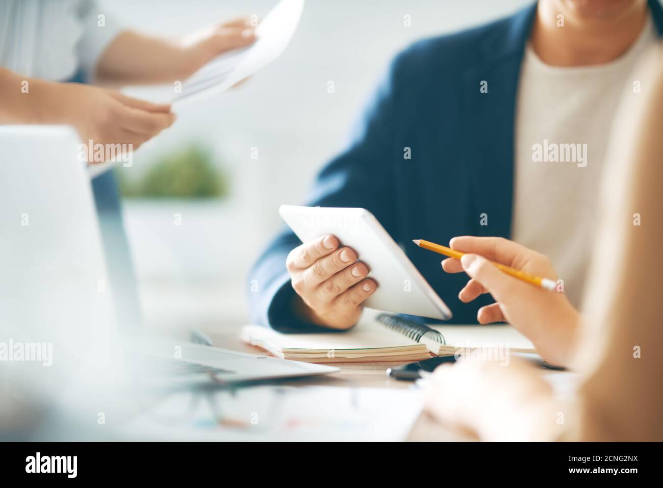 Working day in office. Collaborative teamwork Stock Photo - Alamy