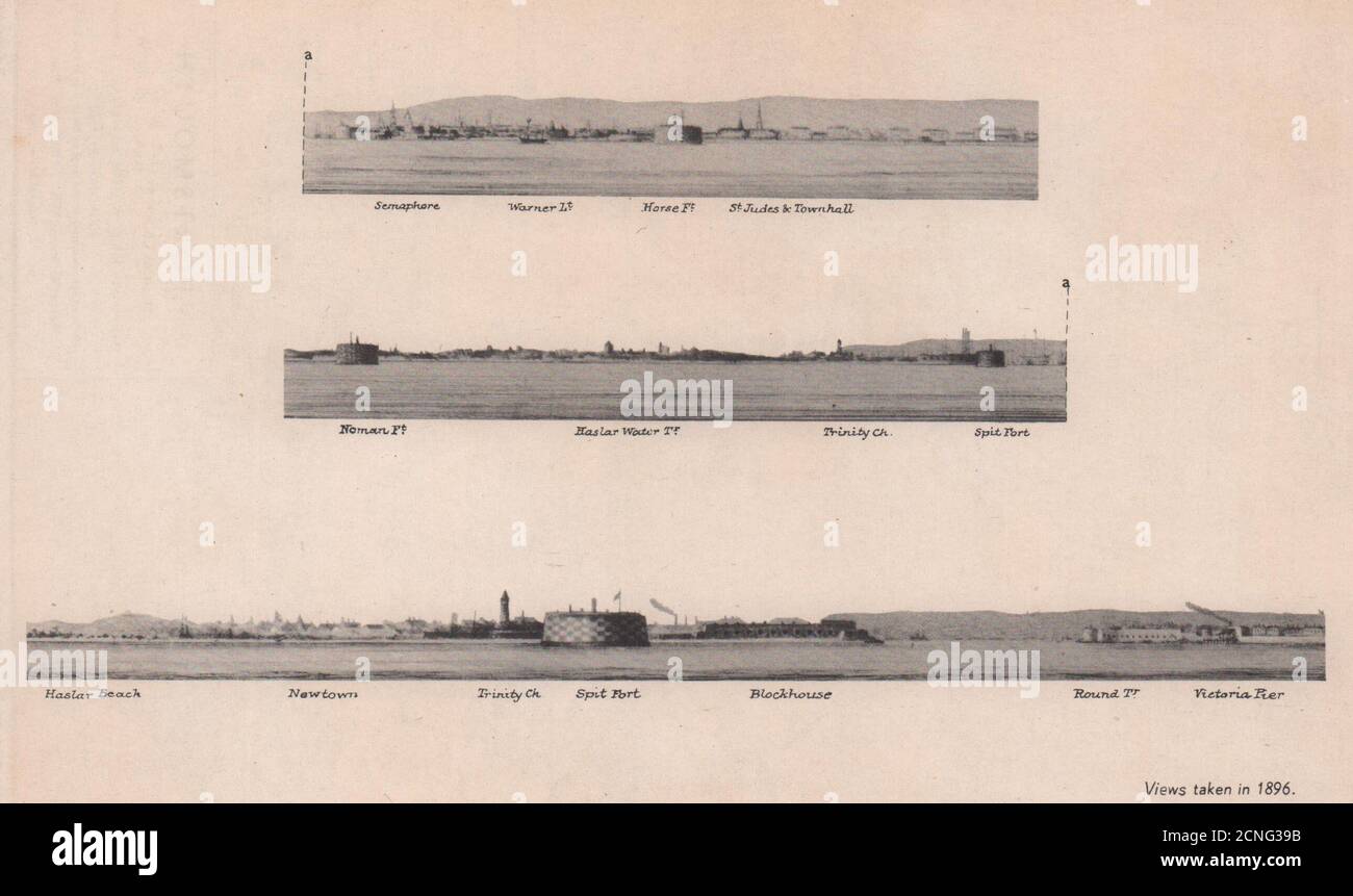 Portsmouth harbour entrance profile. Gosport Haslar Spitbank Fort ...