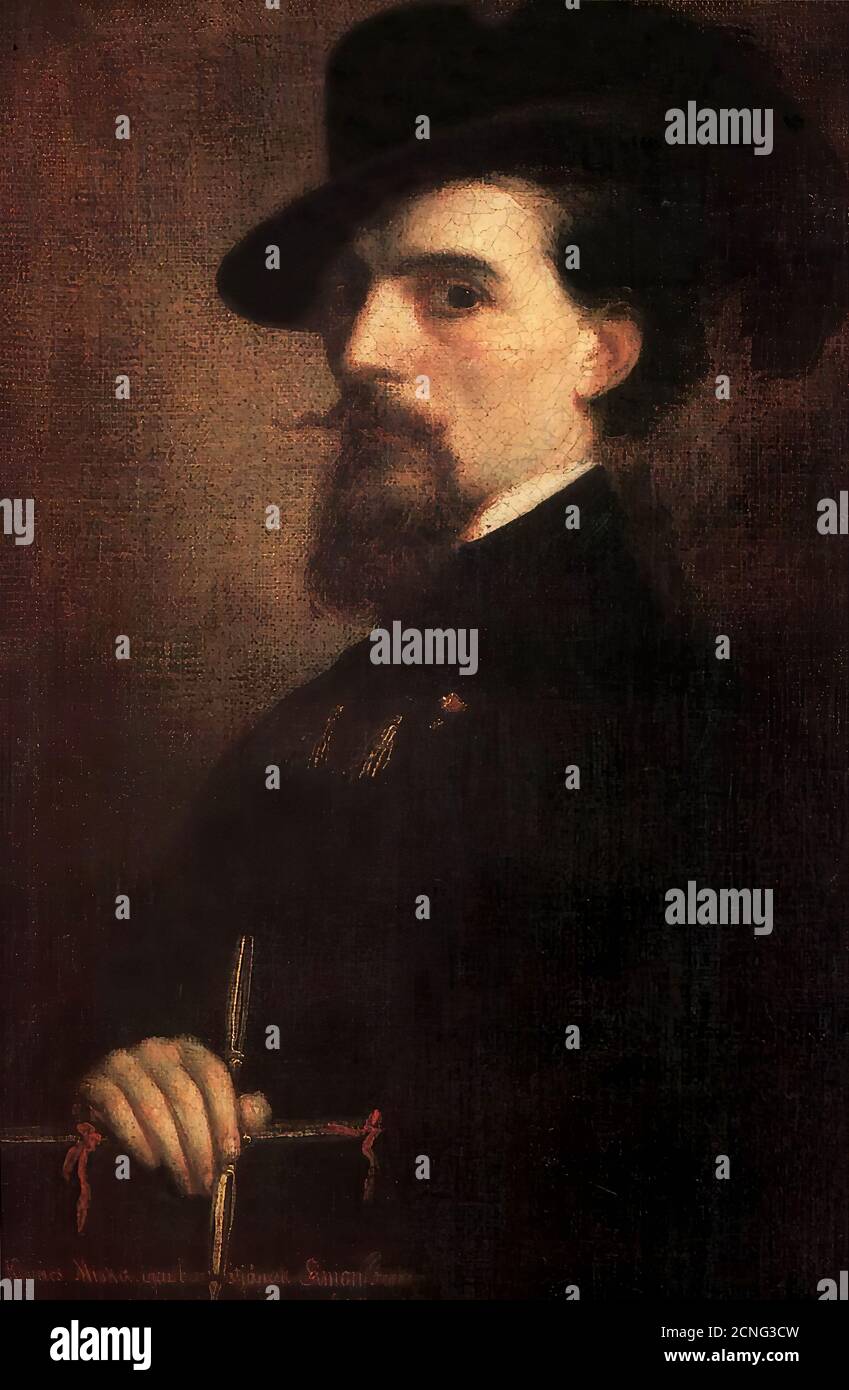 Kovács Mihály - Self Portrait with Kossuth-Hat - Hungarian School ...