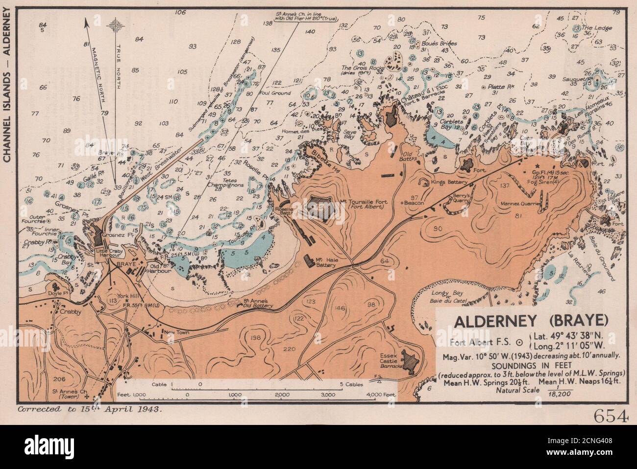 Braye, Alderney sea coast chart D-Day planning map. ADMIRALTY 1943 old ...