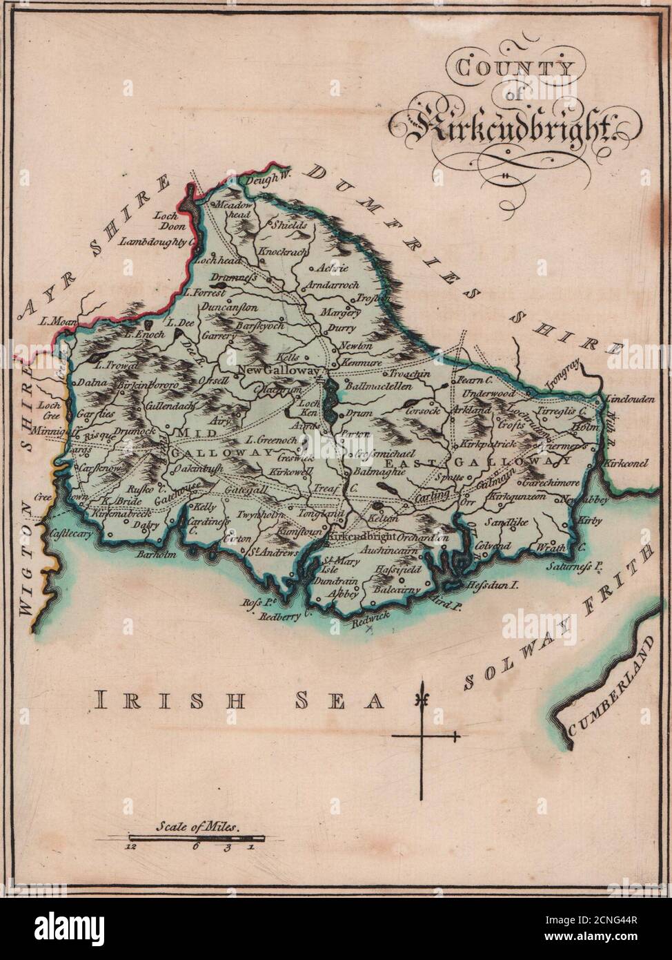 Map of the county of kirkcudbright hi-res stock photography and images ...