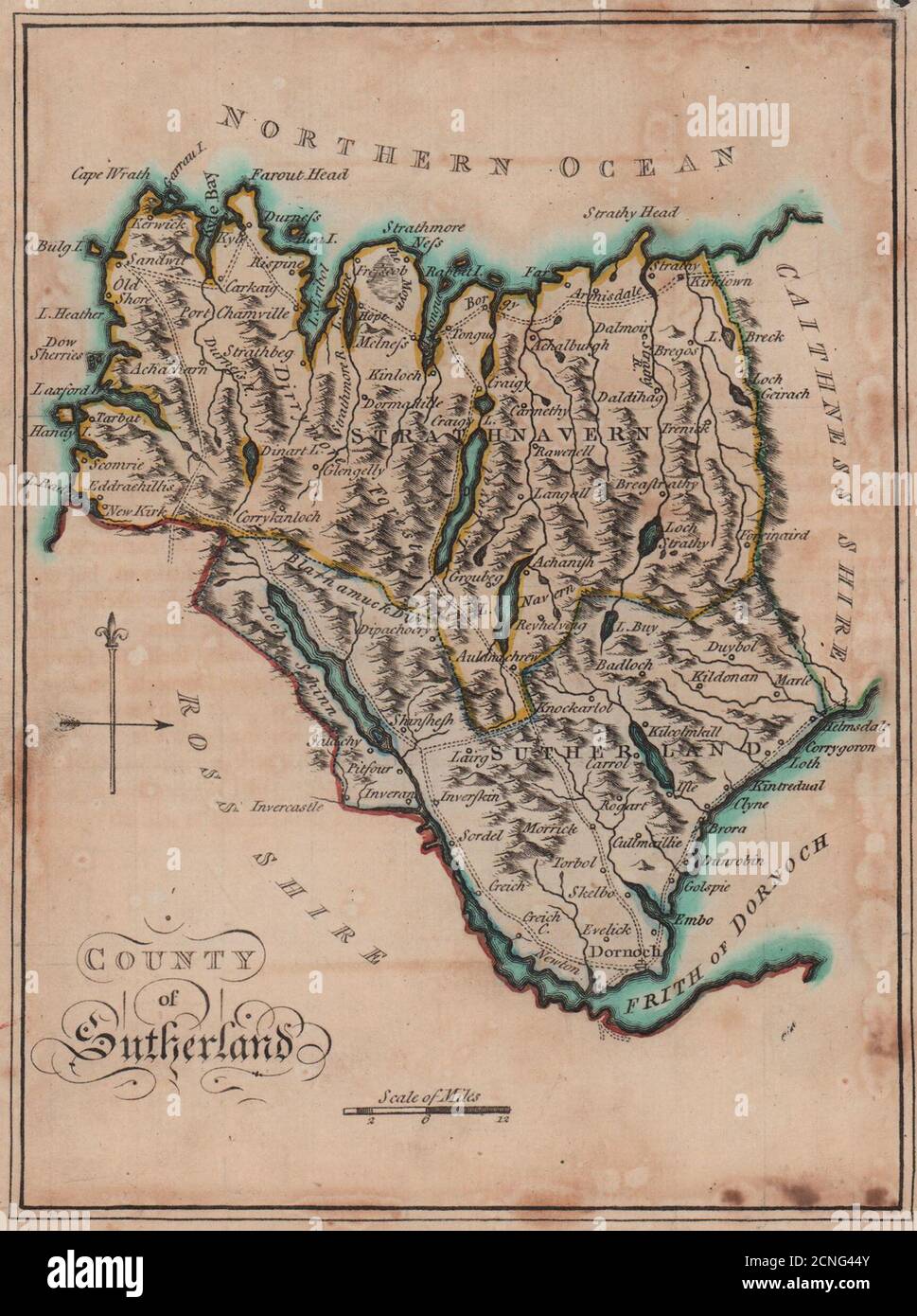 County of Sutherland. SAYER / ARMSTRONG 1787 old antique map plan chart ...