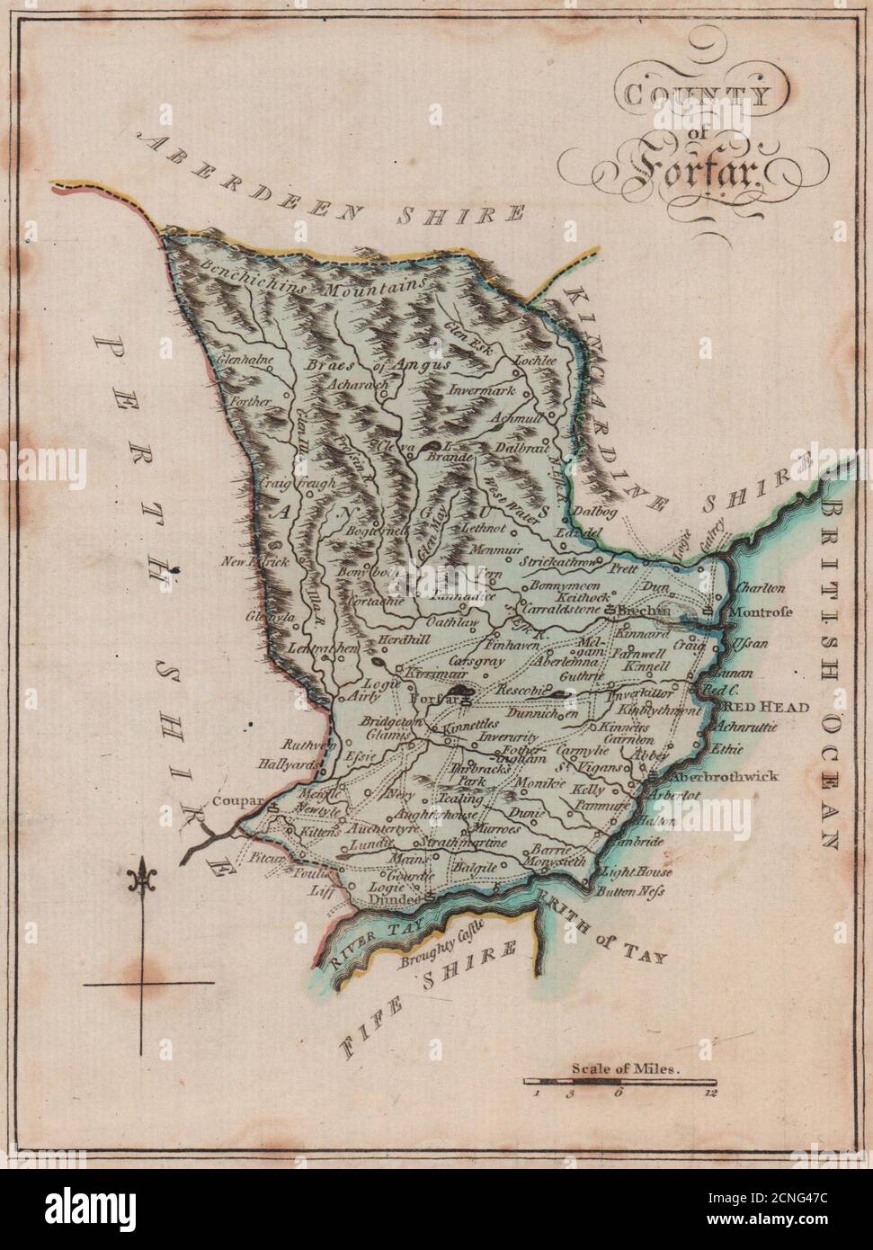 County of Forfar. Forfarshire / Angus. SAYER / ARMSTRONG 1787 old ...