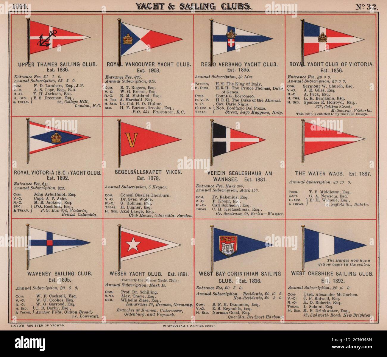 YACHT/SAILING CLUB FLAGS U-W Vancouver Water Wags Waveney West Bay ...