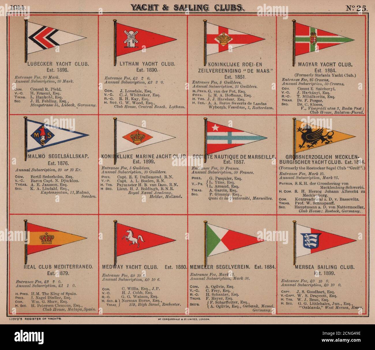 YACHT & SAILING CLUB FLAGS L-M Lubeck Lytham Maas Malmo Mediterraneo ...