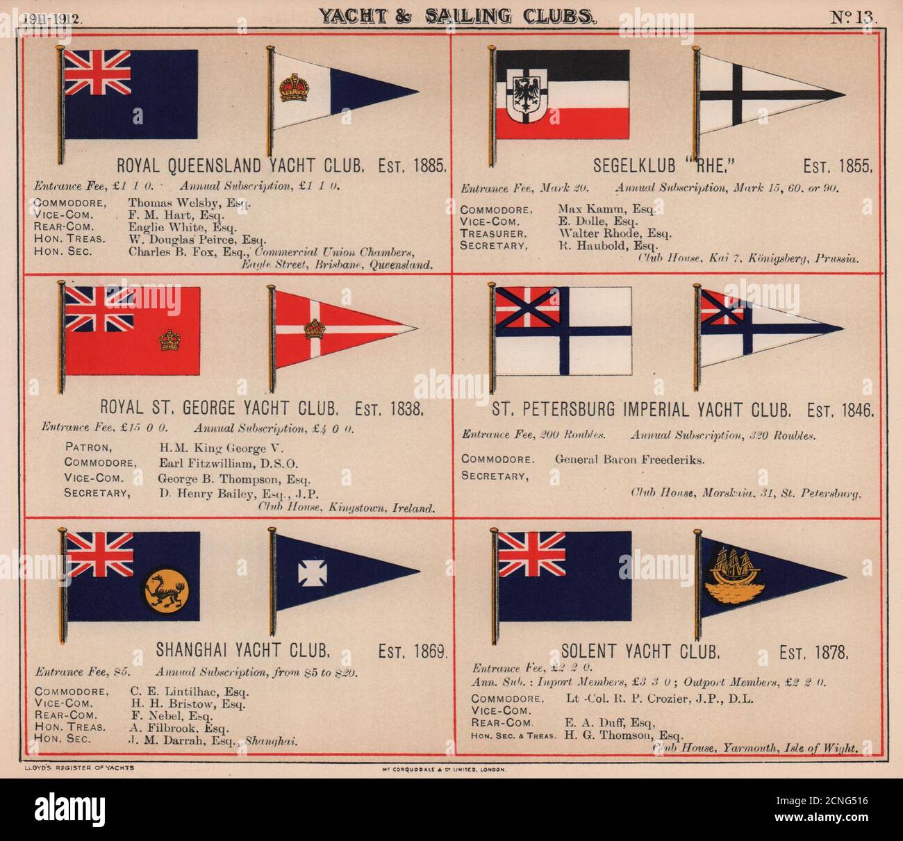 ROYAL YACHT/SAILING CLUB FLAGS Q-S Queensland St Petersburg Shanghai ...