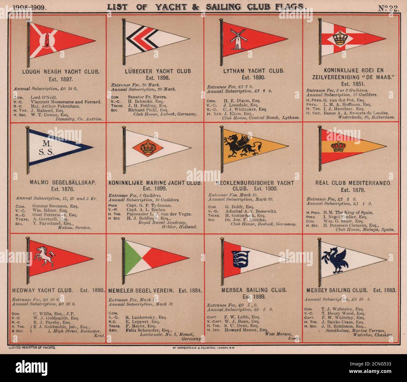 YACHT & SAILING CLUB FLAGS L-M Neagh Lübeck Lytham Maas Malmo Medway ...