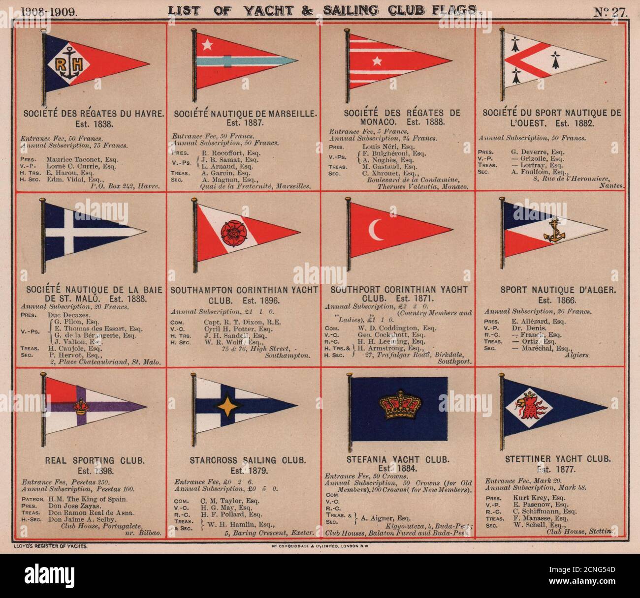 YACHT & SAILING CLUB FLAGS S Havre Marseille Monaco St Malo Southport ...
