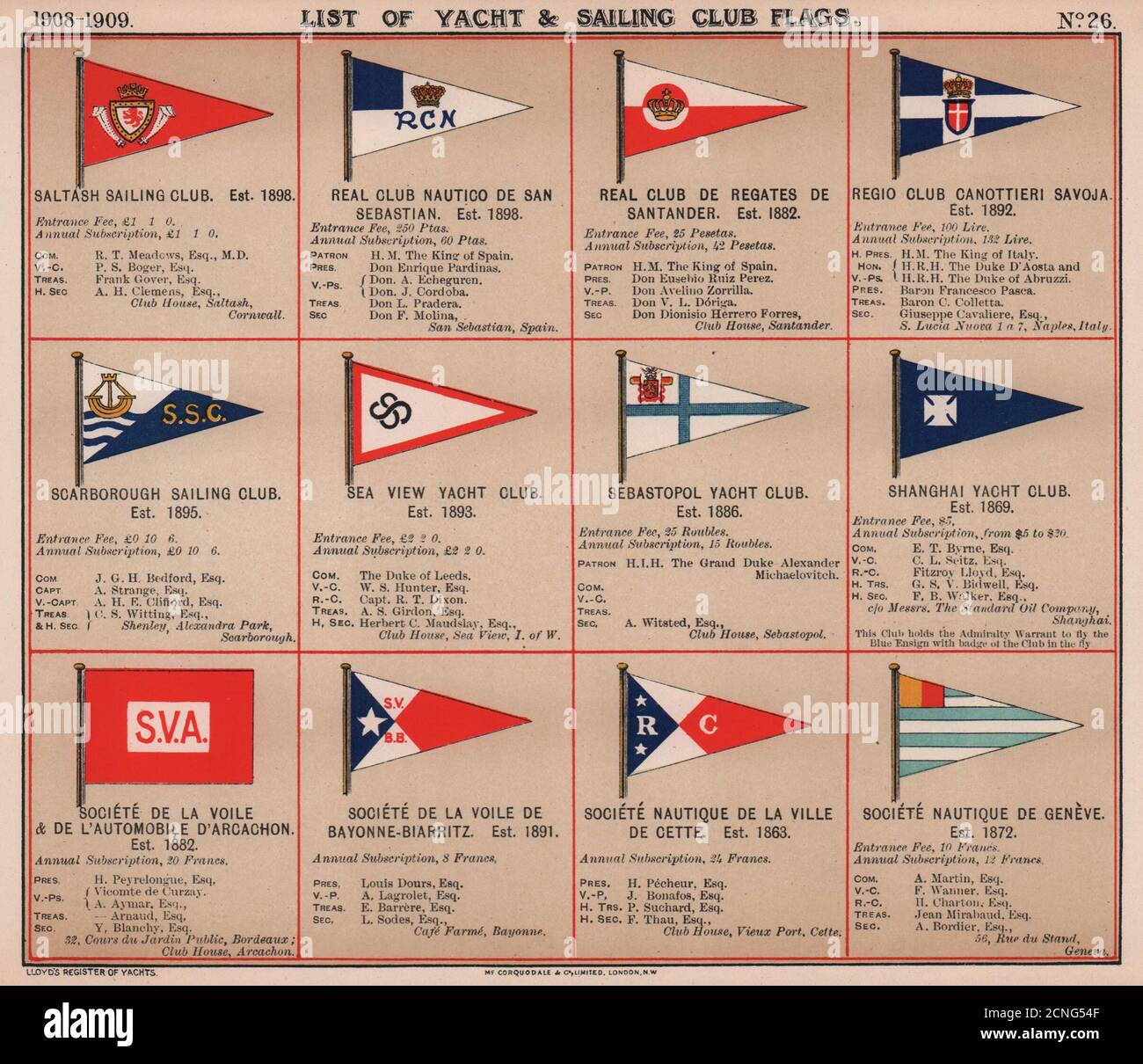 YACHT/SAILING CLUB FLAGS S Saltash Shanghai Arcachon Biarritz Cette ...
